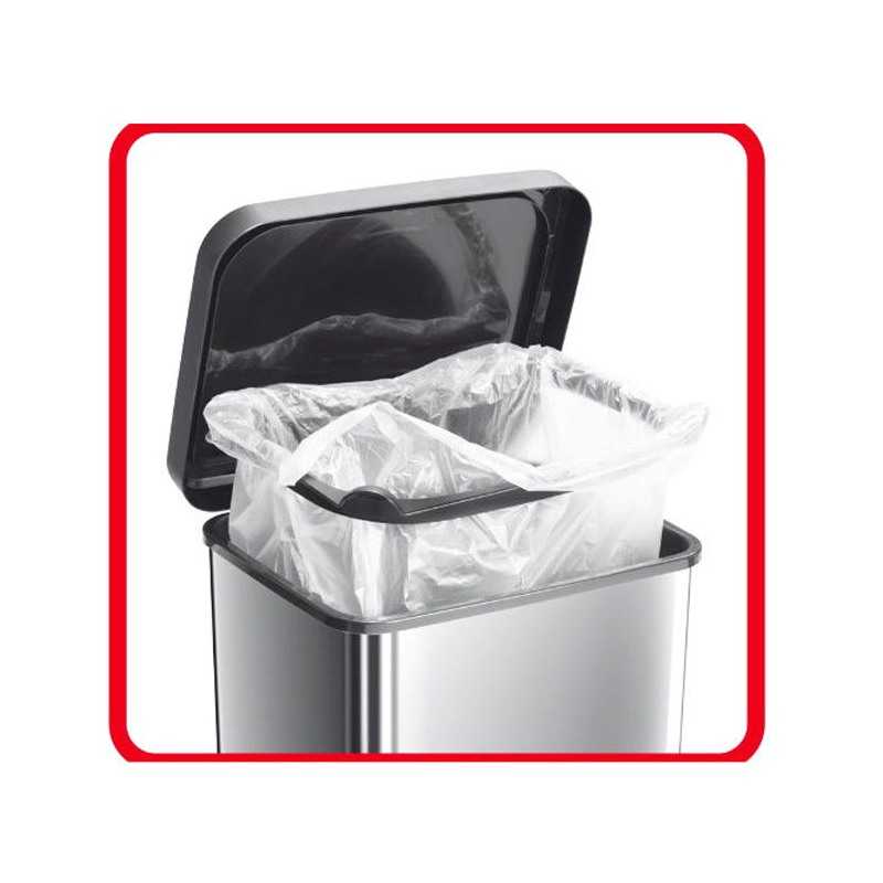 Cos gunoi plastic cu pedala negru hipster cu capac negru Rotho Paso 20L